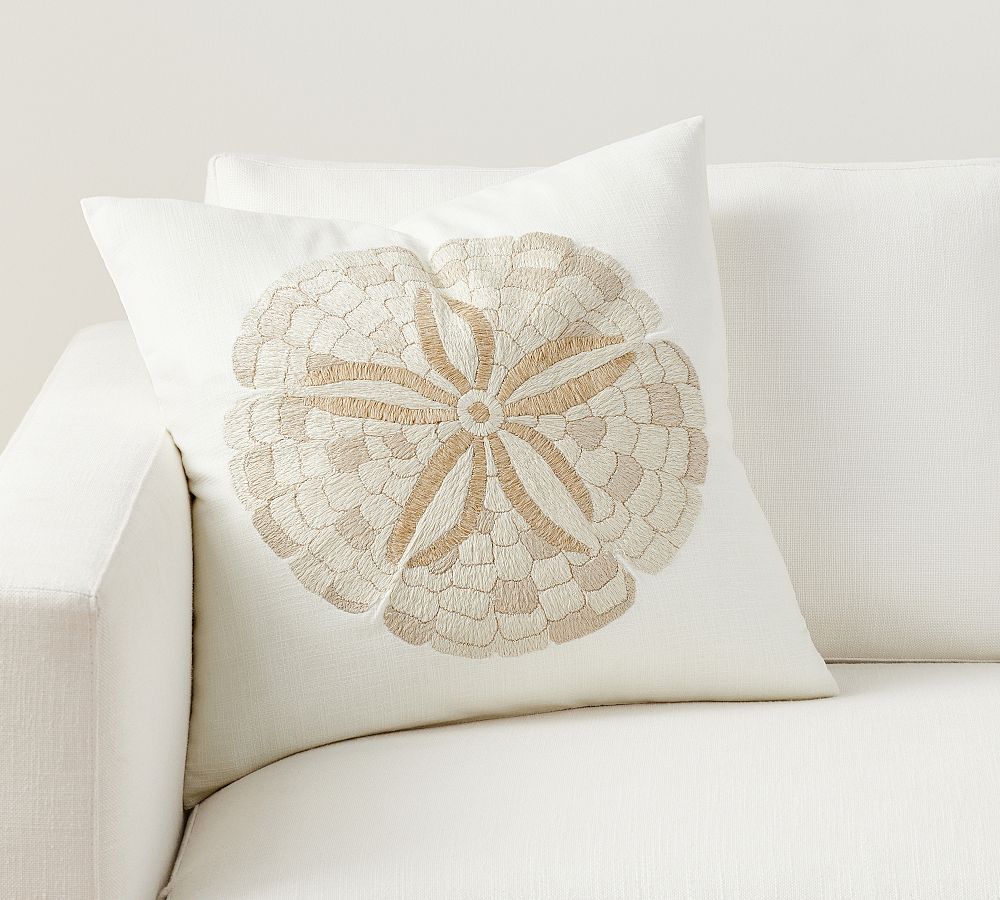 Sand Dollar Embroidered Throw Pillow | Pottery Barn