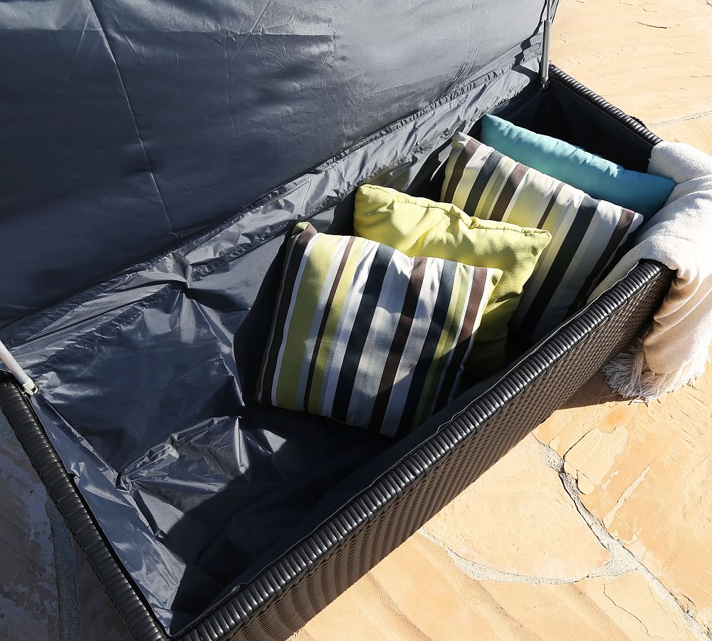 Clovis All-Weather Wicker Storage Bench | Pottery Barn