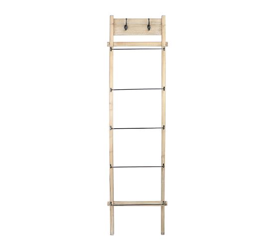 Estelle Decorative Wooden Ladder with Hooks | Pottery Barn