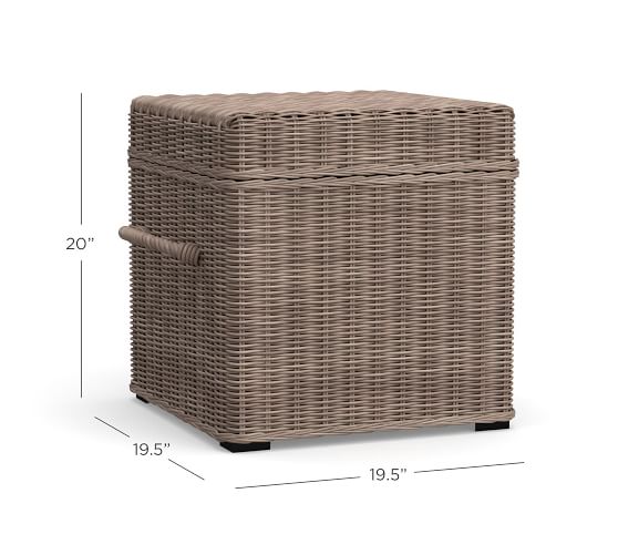 Torrey All-Weather Wicker Cube, Natural | Pottery Barn