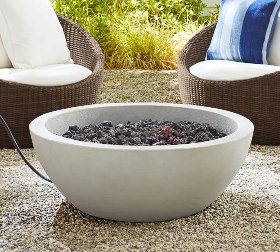 Nerissa Concrete 38" Round Natural Gas Fire Pit Table | Pottery Barn
