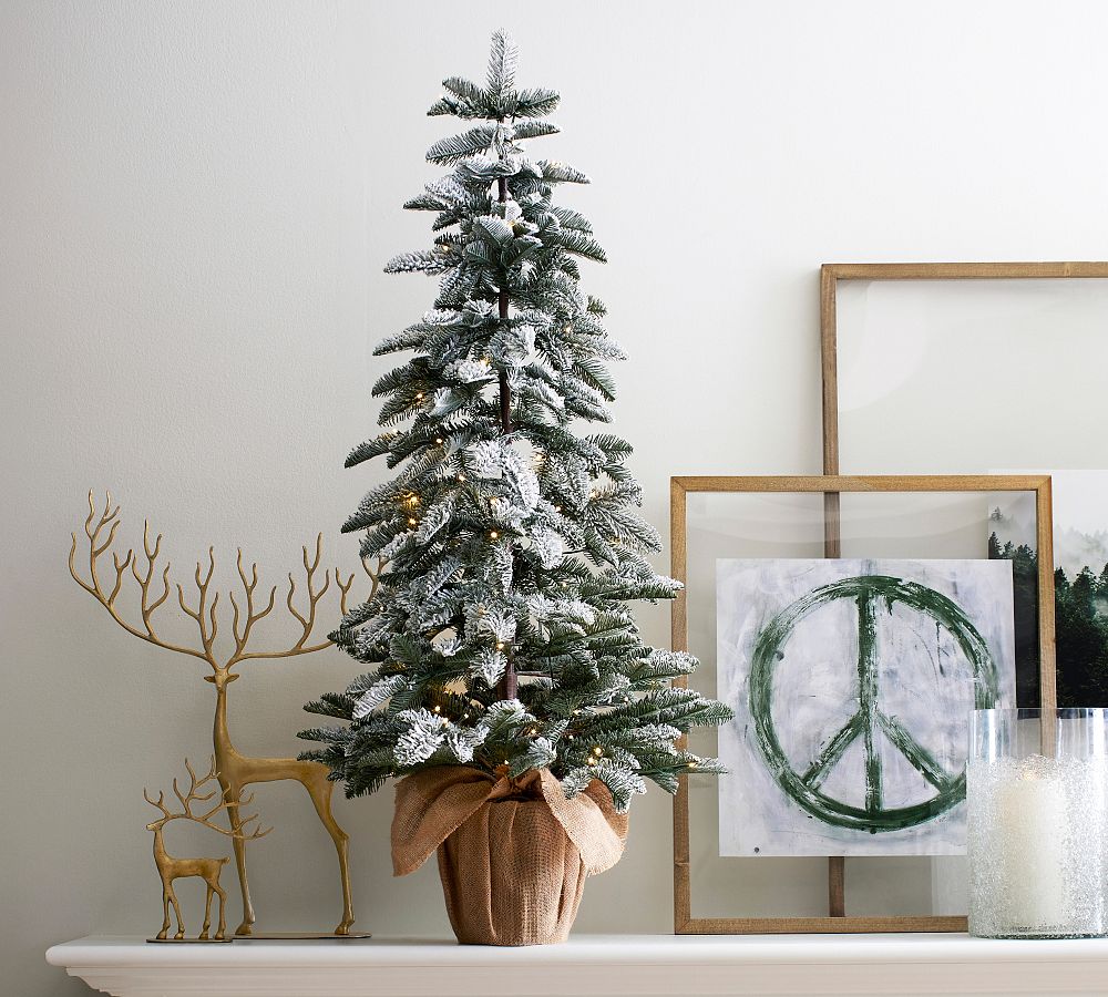 Pre-Lit Frosted Faux Pine Trees | Pottery Barn
