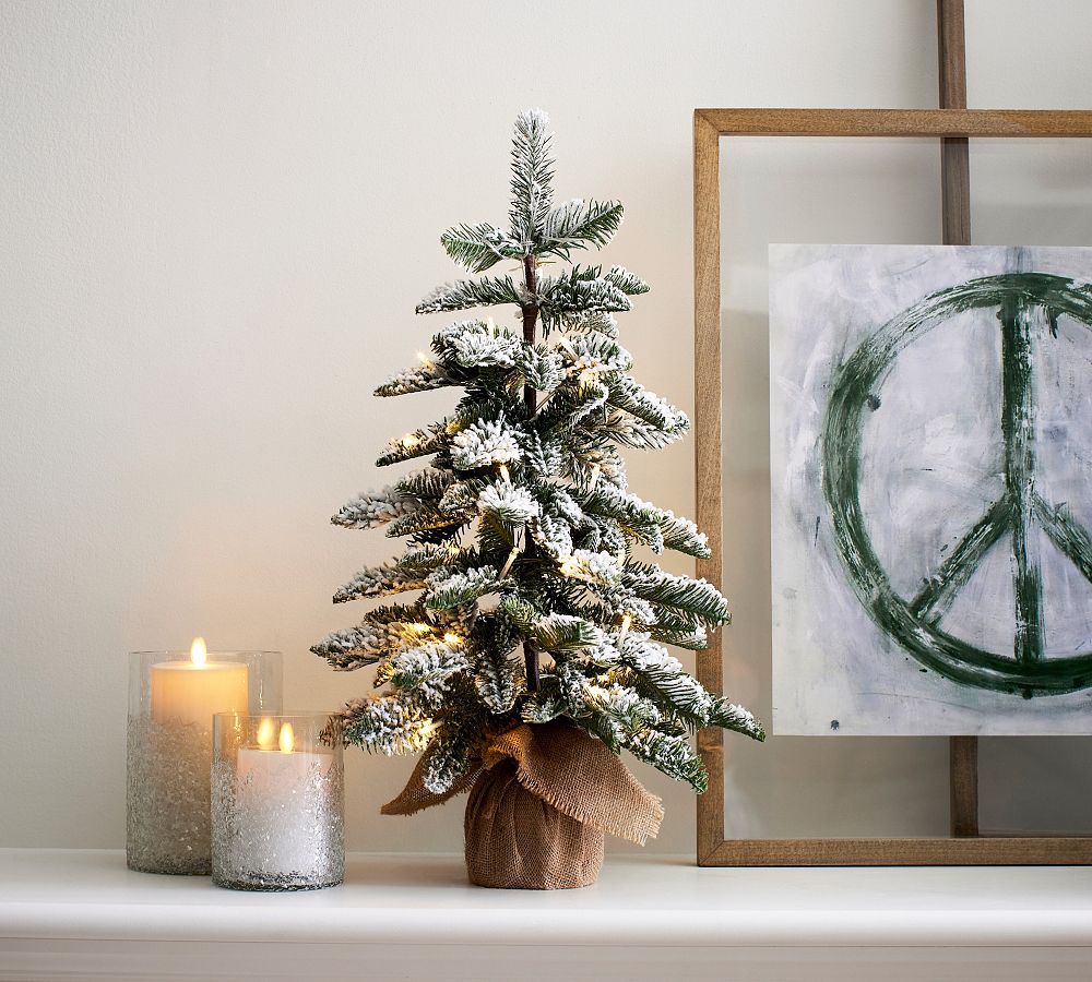 Pre-Lit Frosted Faux Pine Trees | Pottery Barn