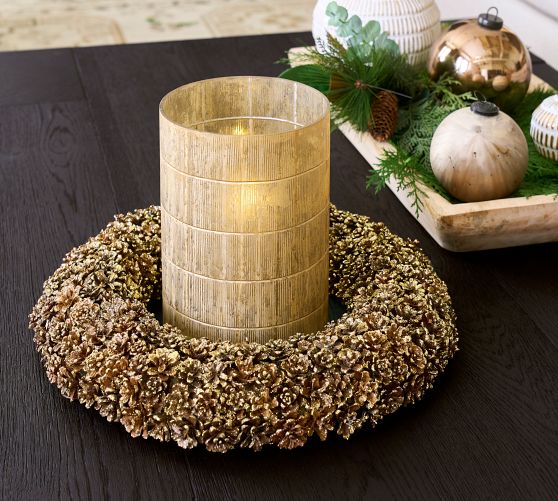 Linen Textured Glass Hurricane Candleholder | Pottery Barn