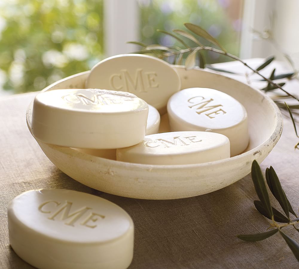 Monogrammed Paperwhite Oval Soap Set | Pottery Barn