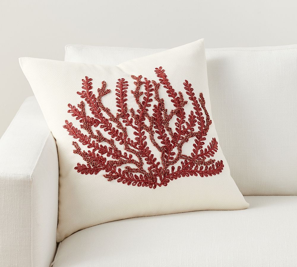 Coral Applique Throw Pillow | Pottery Barn