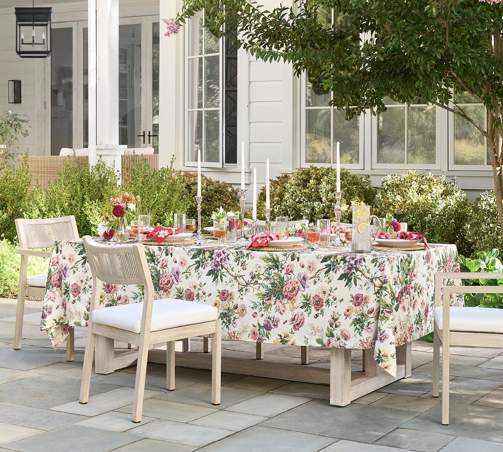 Garden Floral Cotton/Linen Tablecloth | Pottery Barn