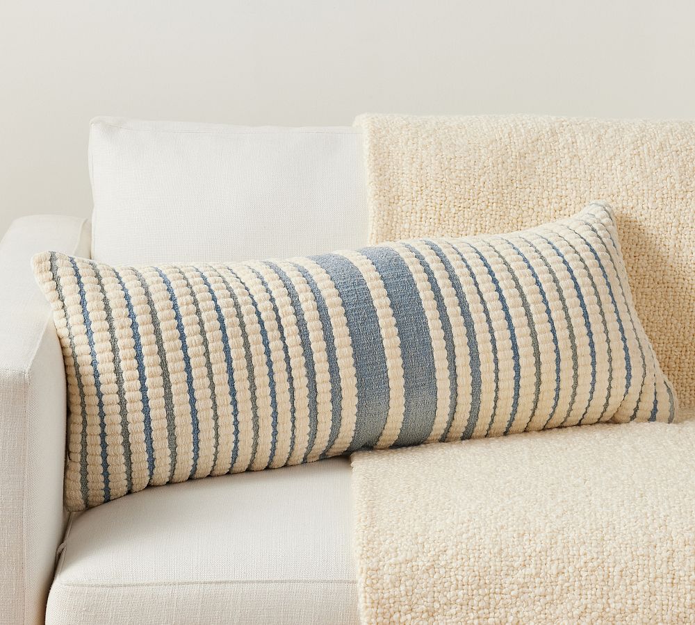 Classic Striped Handwoven Chenille Lumbar Throw Pillow | Pottery Barn