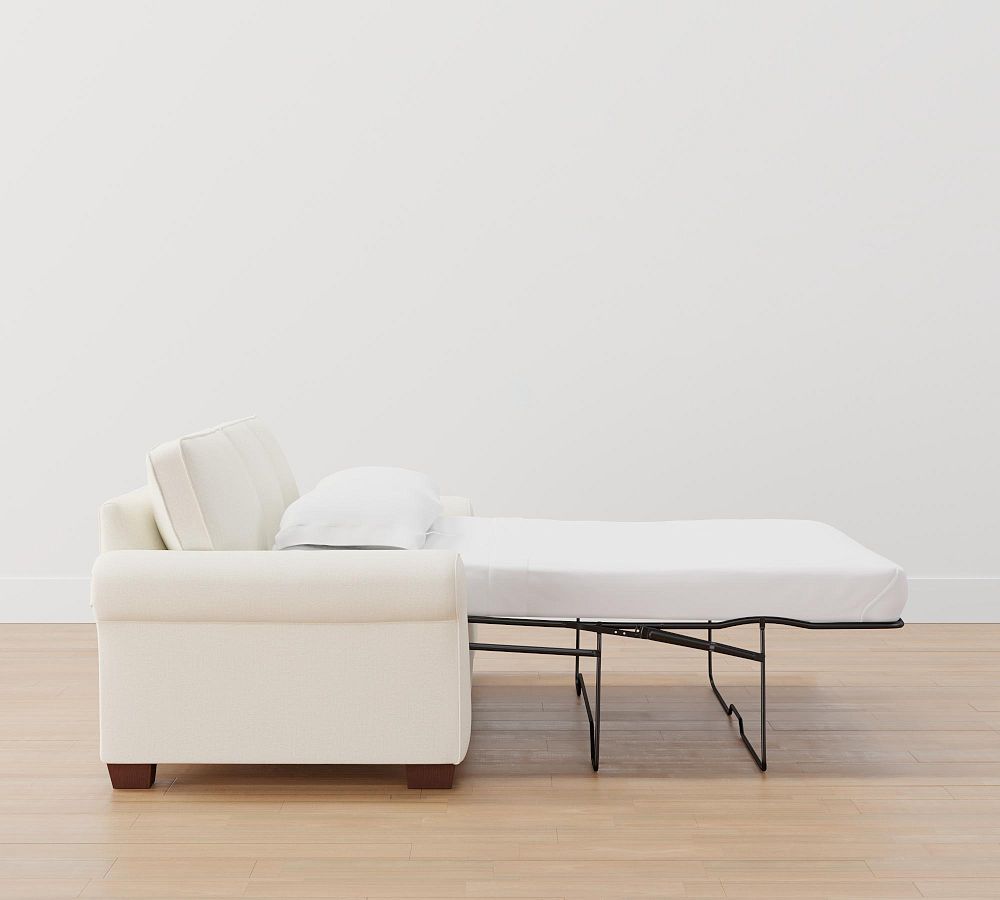 PB Comfort Roll Arm Upholstered Sleeper Sofa with Memory Foam Mattress ...