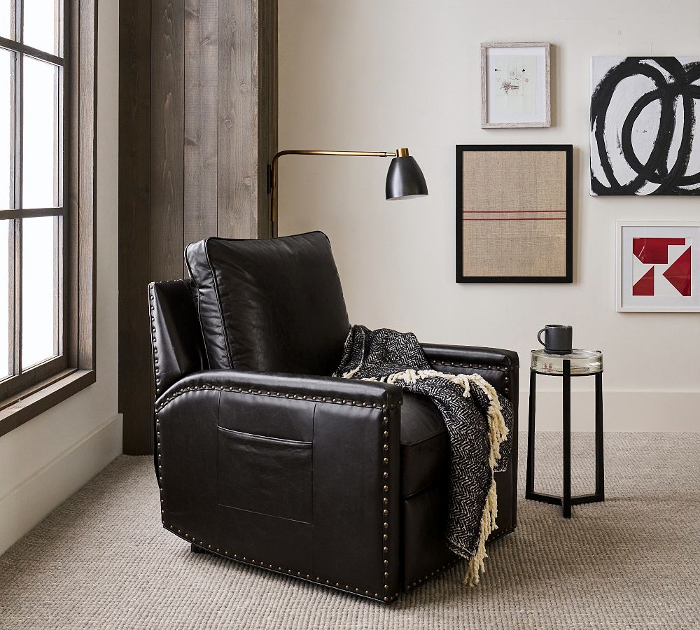 Tyler Square Arm Leather Power Lift Recliner | Pottery Barn
