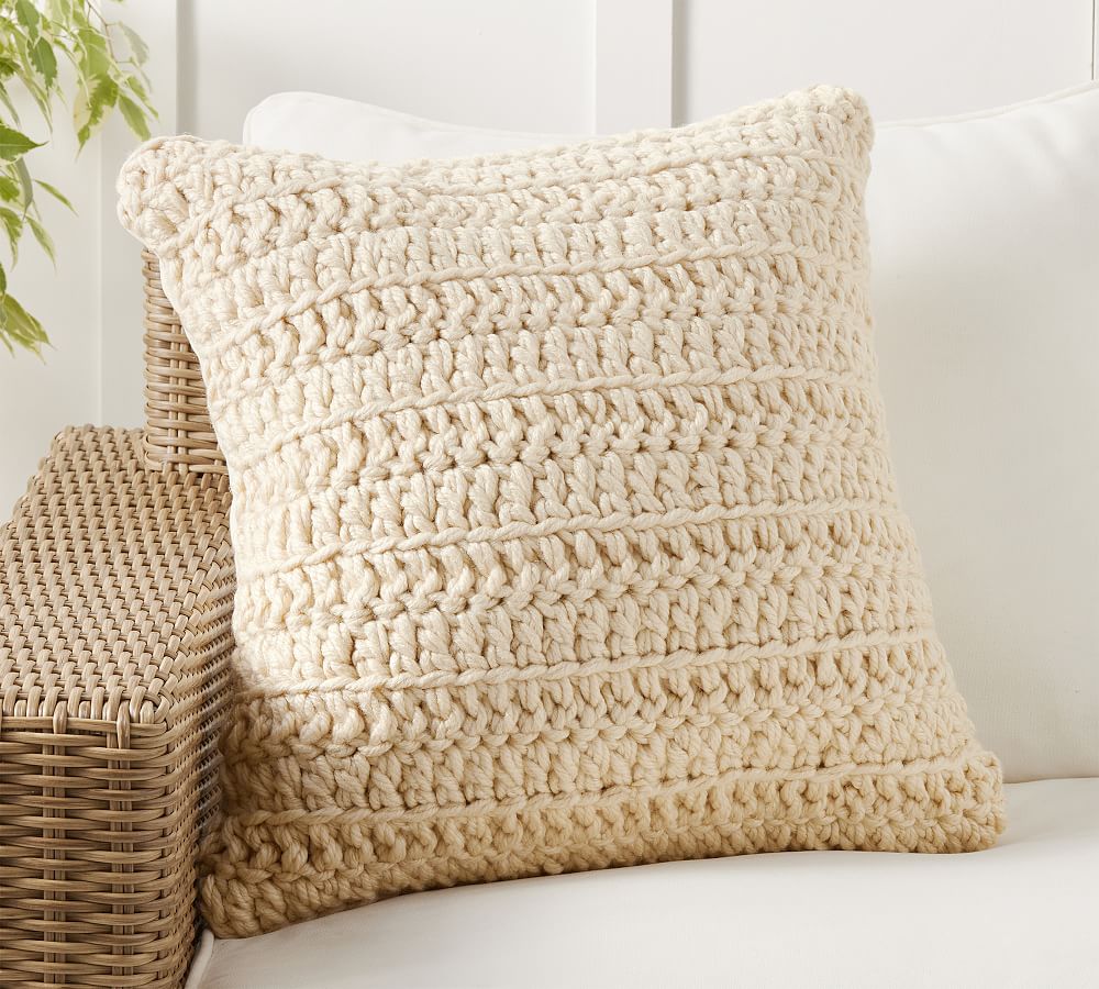 Darcy Textured Handknit Outdoor Throw Pillow | Pottery Barn