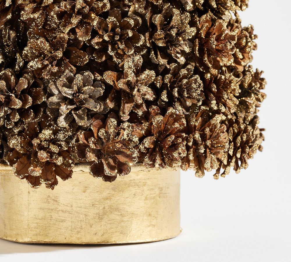 Gold Sparkle Pinecone Tabletop Tree | Pottery Barn