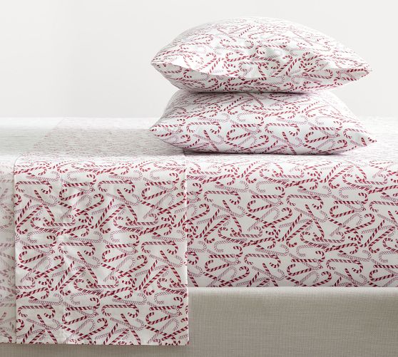 Candy Canes Percale Sheet Set | Pottery Barn