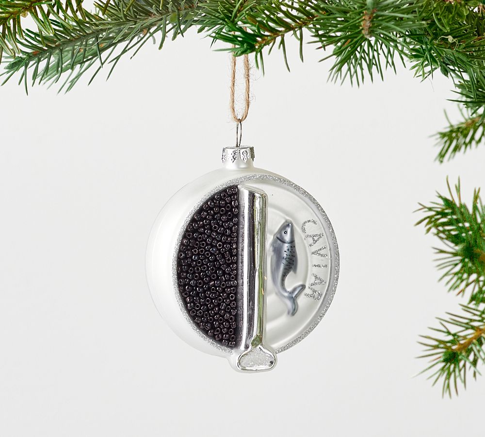 Champagne & Caviar Glass Ornaments | Pottery Barn
