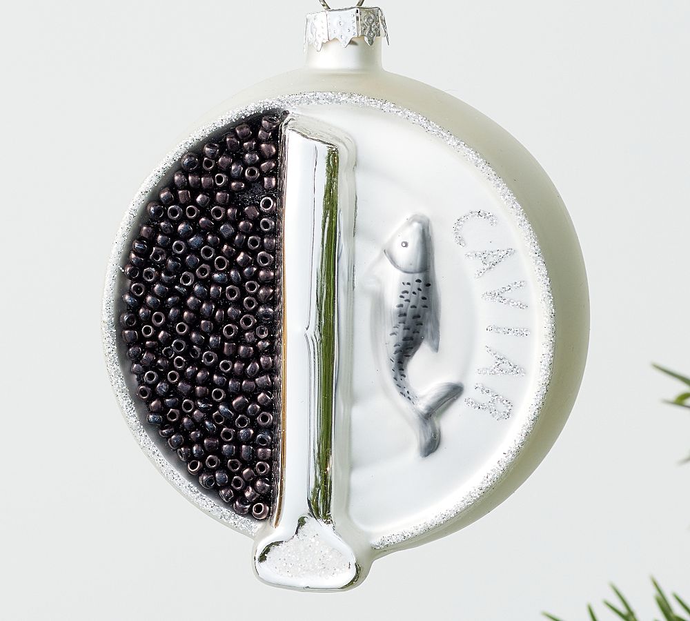Champagne & Caviar Glass Ornaments | Pottery Barn