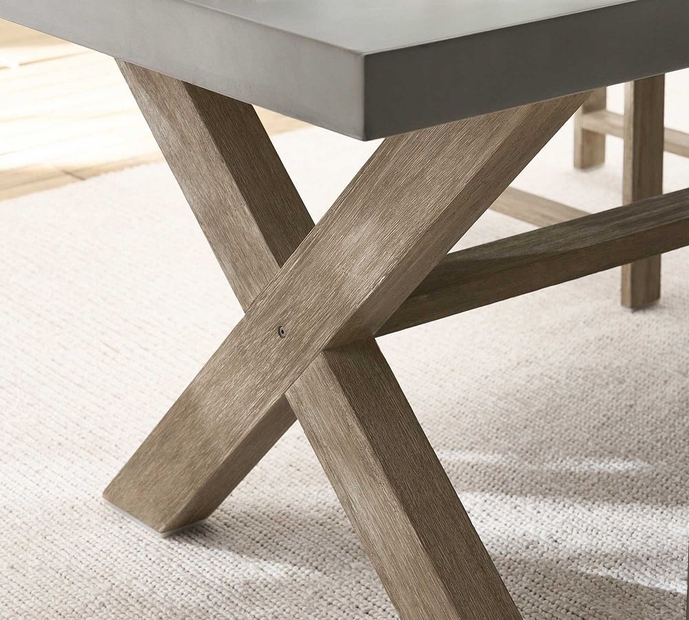 Indio Concrete & FSC® Eucalyptus X-Base Outdoor Dining Table | Pottery Barn