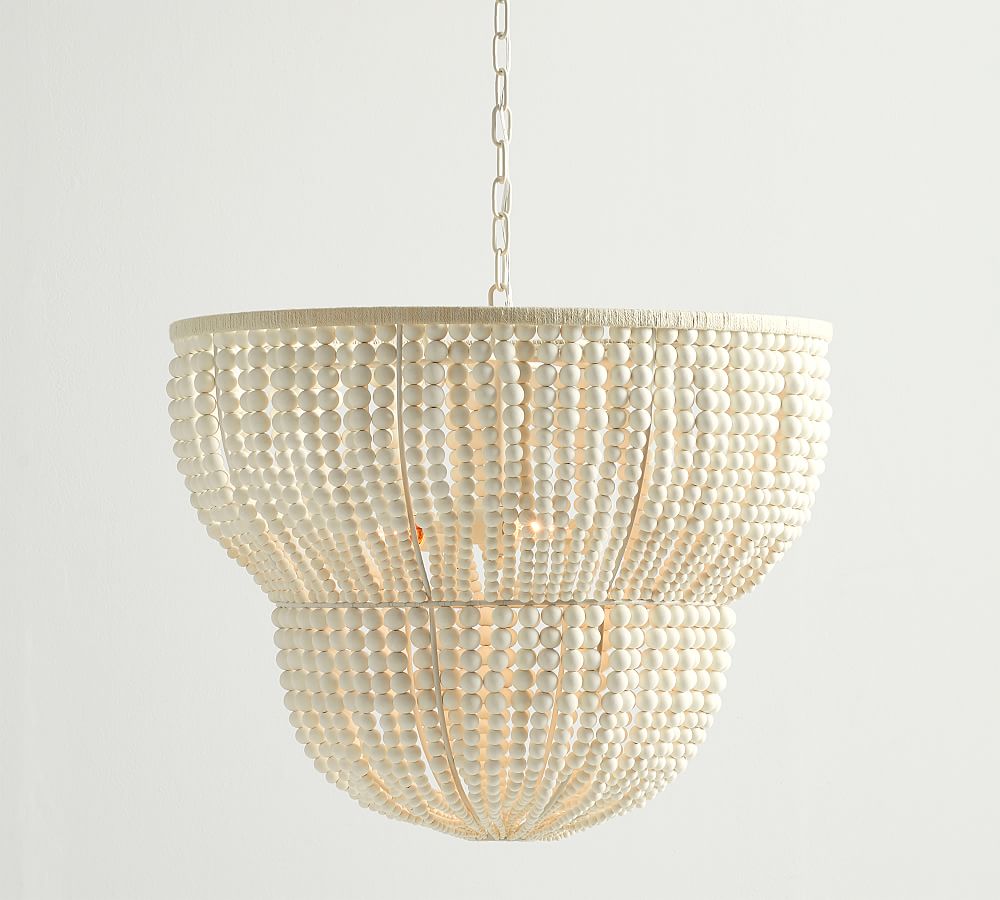 Bristol Wood Bead 2-Tier Chandelier | Pottery Barn
