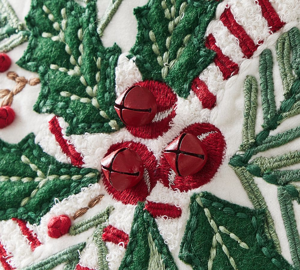 Candy Cane Embroidered Throw Pillow Cover | Pottery Barn