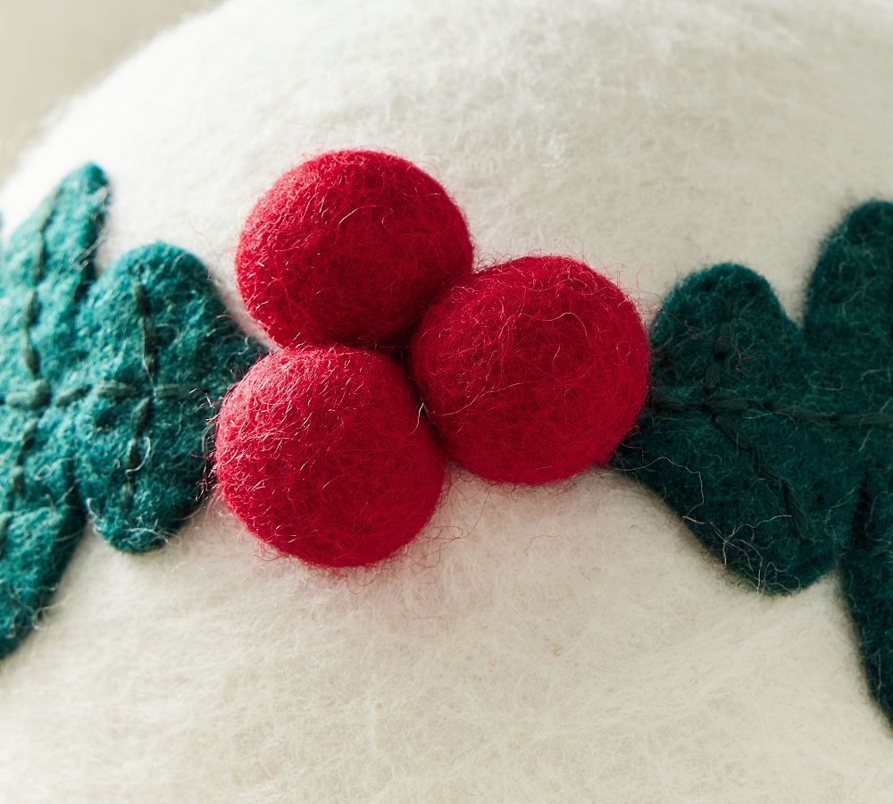 Felt Holly Jolly Ornament Sphere Pillow | Pottery Barn