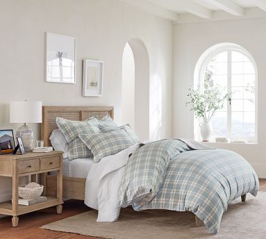 Briar Plaid Cotton/Linen Yarn Dye Duvet Cover | Pottery Barn