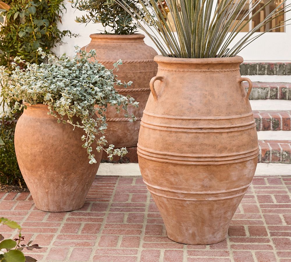 Sienna Fiber Stone Planter | Pottery Barn