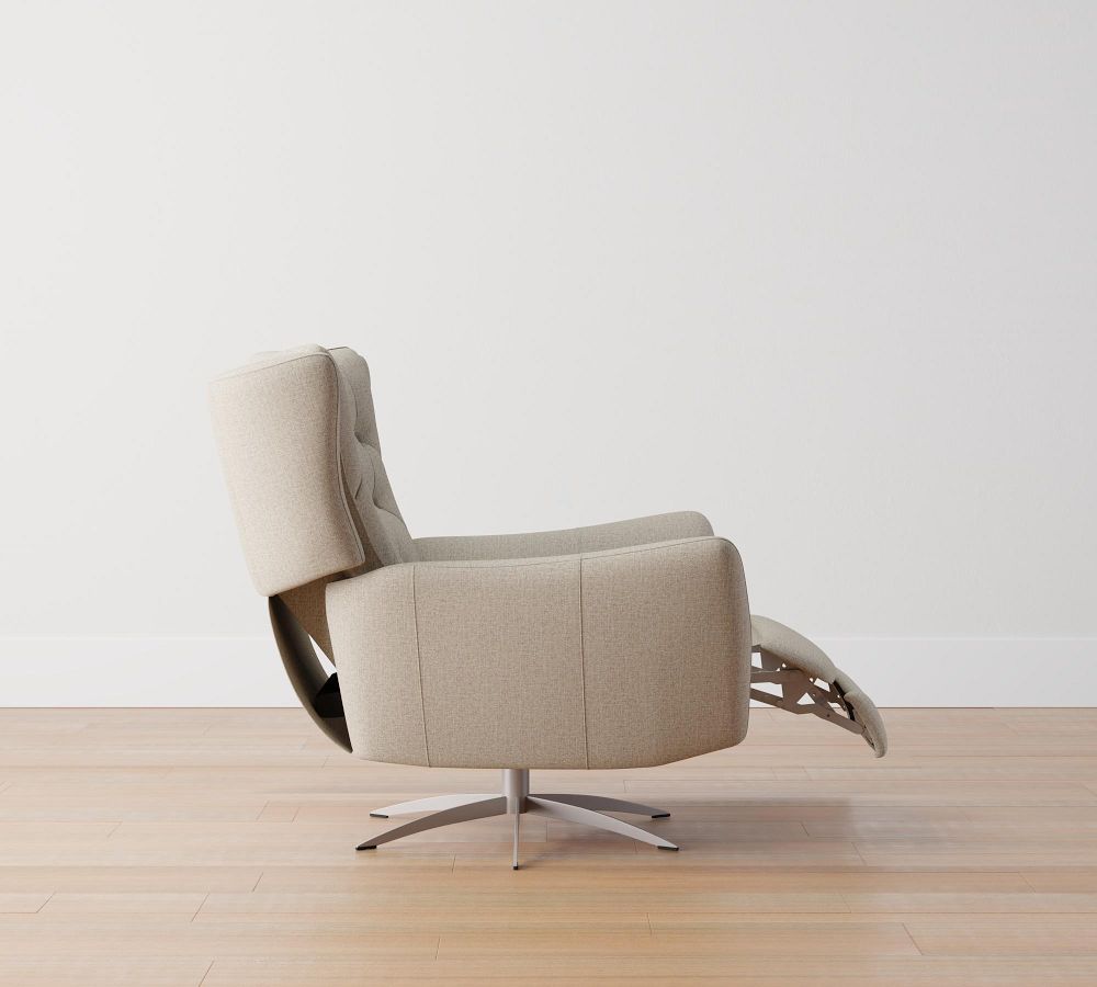 Wells Upholstered Tufted Power Swivel Recliner | Pottery Barn