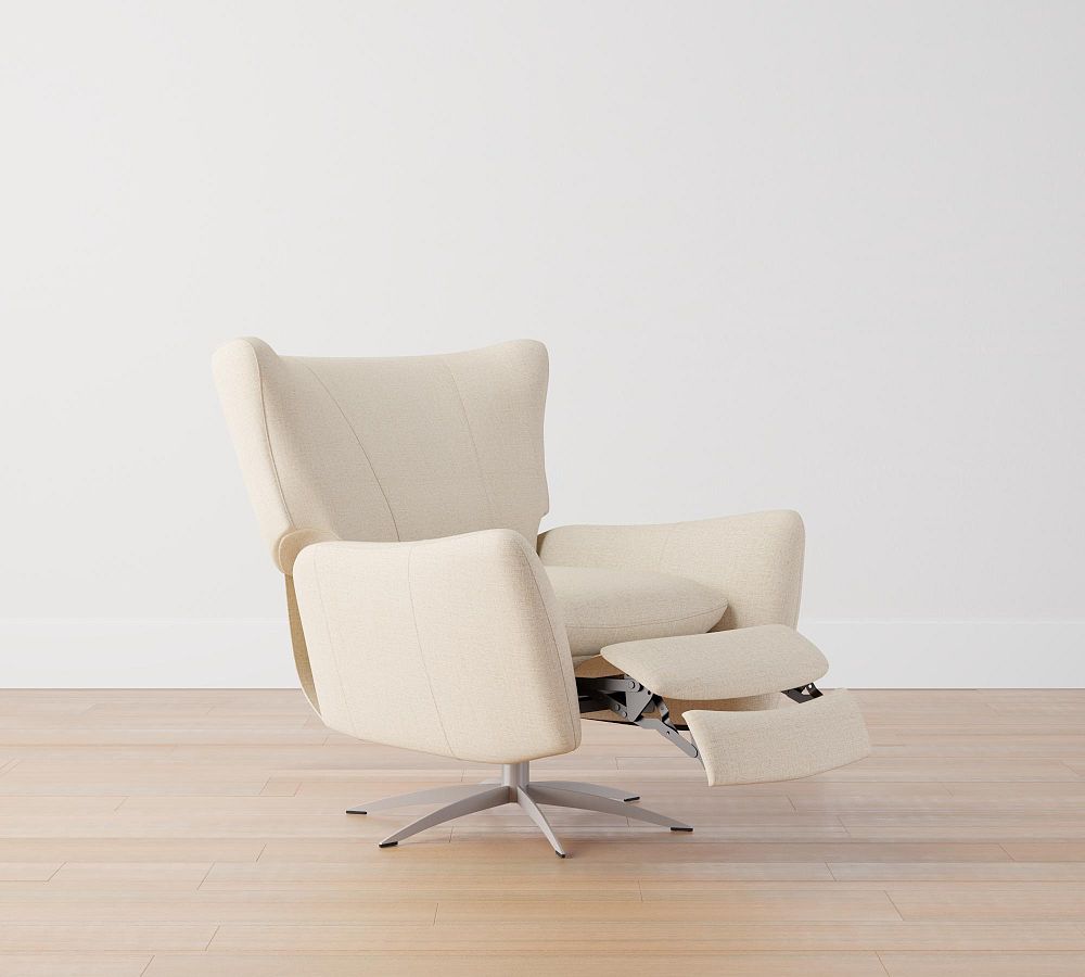 Wells Upholstered Tight Back Power Swivel Recliner | Pottery Barn