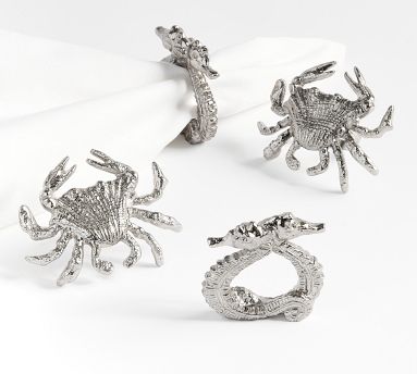 Figural Seahorse and Crab Napkin Rings - Set of 4 | Pottery Barn