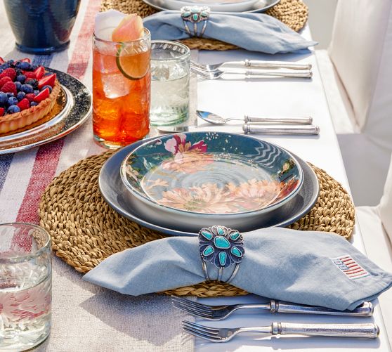 Handcrafted Turquoise Napkin Rings - Set of 4 | Pottery Barn