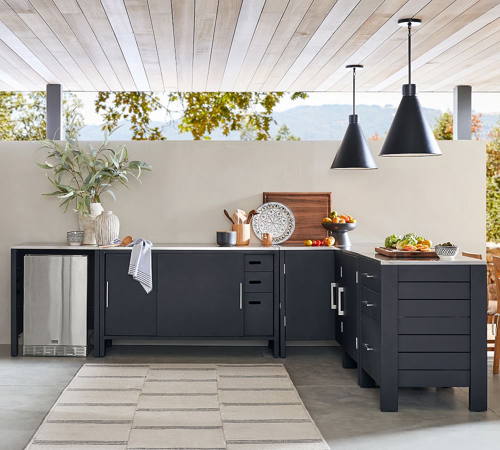 Malibu Metal Outdoor Kitchen Corner Cabinet | Pottery Barn