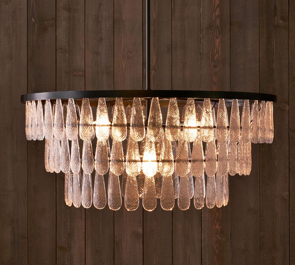 Mable Textured Glass Round Chandelier | Pottery Barn