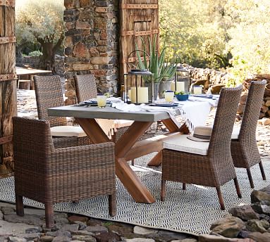 Abbott Concrete & FSC® Acacia Outdoor Dining Table | Pottery Barn
