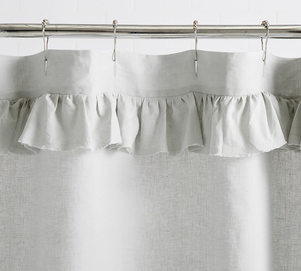 Belgian Flax Linen Ruffle Shower Curtain | Pottery Barn