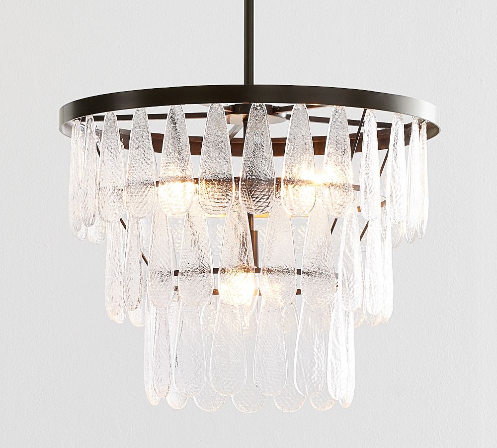 Mable Textured Glass Round Chandelier | Pottery Barn