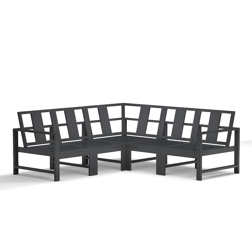 Indio Metal Outdoor Sectional Set, Slate | Pottery Barn