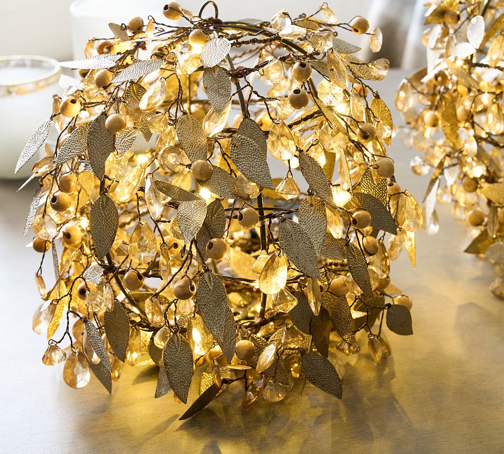 Lit Rustic Leaf Orb | Pottery Barn
