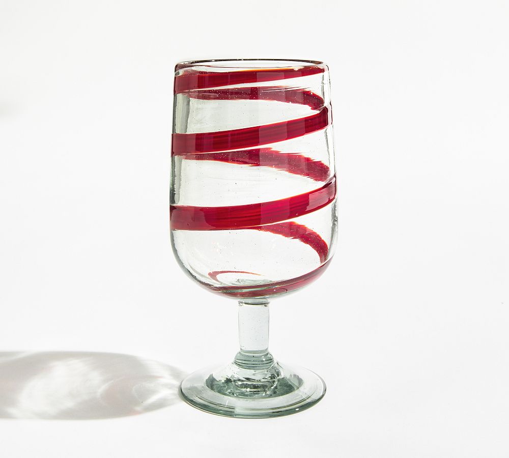 Red Ribbon Handcrafted Recycled Goblets | Pottery Barn