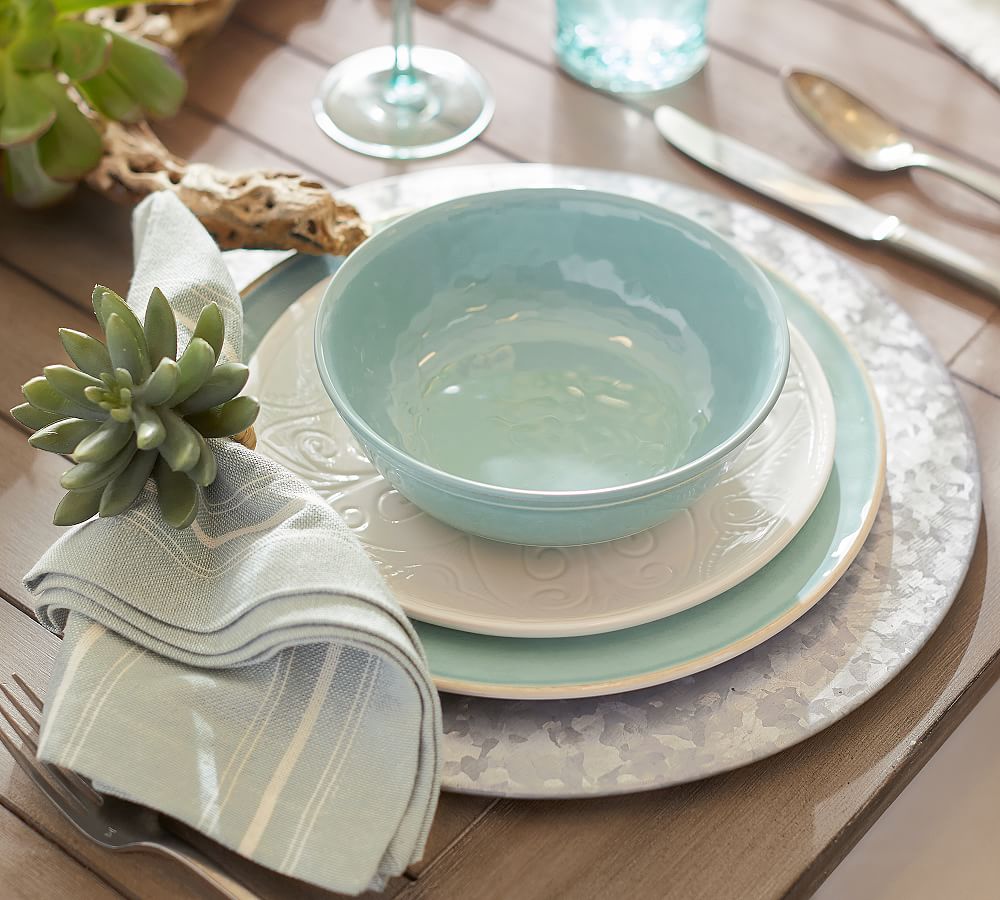 Galvanized Metal Charger Plates | Pottery Barn