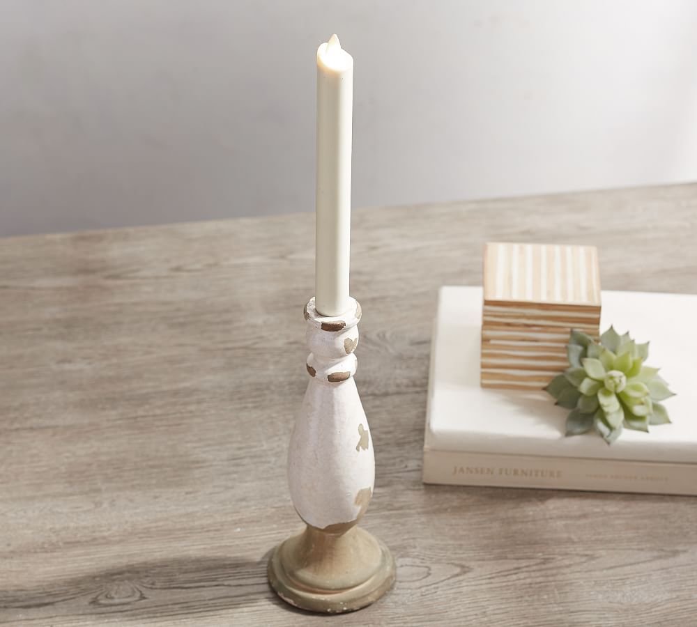 Premium Flickering Flameless Wax Taper Candle | Pottery Barn