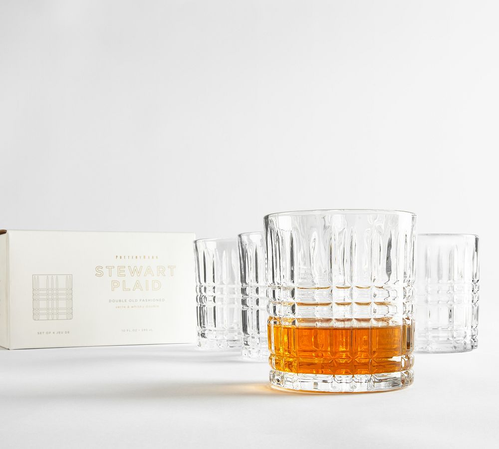 Stewart Plaid Cocktail Glasses - Set of 4 | Pottery Barn