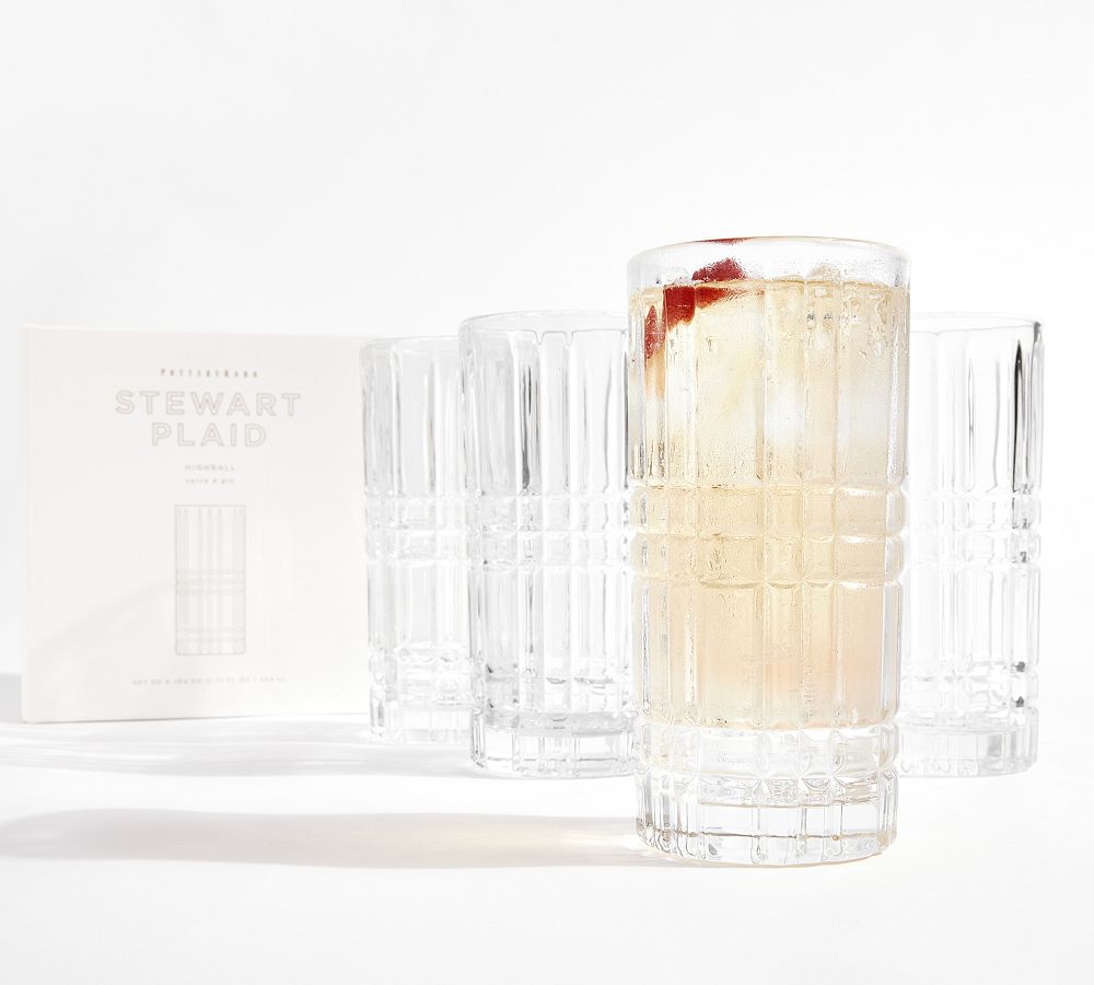 Stewart Plaid Cocktail Glasses - Set of 4 | Pottery Barn