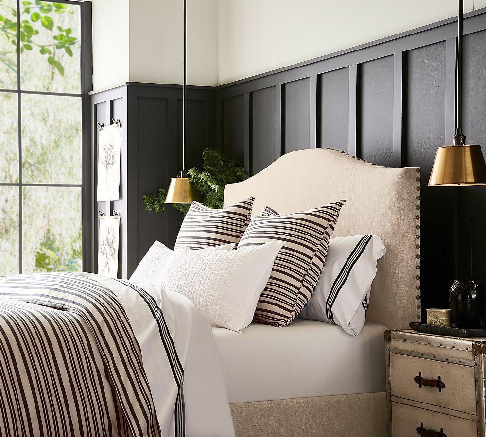 Raleigh Curved Upholstered Bed | Pottery Barn