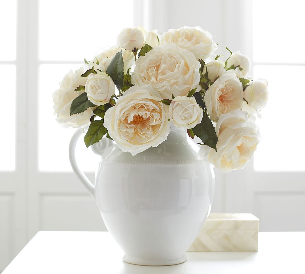 Faux Rose Bundle - White | Artificial Flowers | Pottery Barn