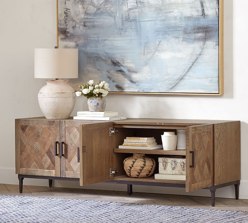 Parquet Reclaimed Wood Media Console | Pottery Barn