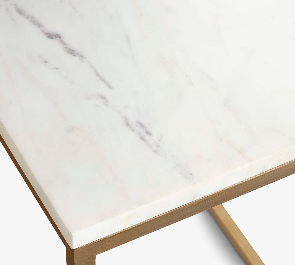 Delaney Rectangular Marble End Table | Pottery Barn