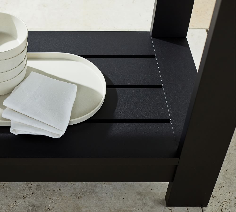 Malibu 60" Metal Outdoor Console Table, Black | Pottery Barn