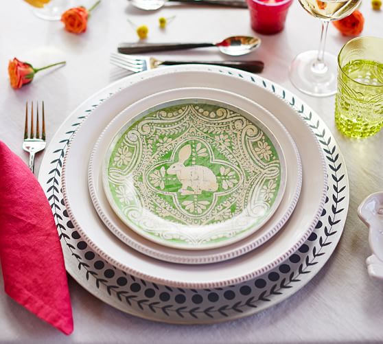 Graphic Bunny Plate, Set of 4 | Pottery Barn