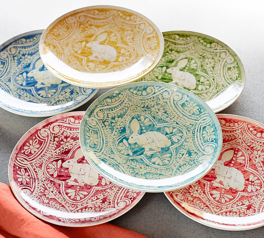 Graphic Bunny Plate, Set of 4 | Pottery Barn