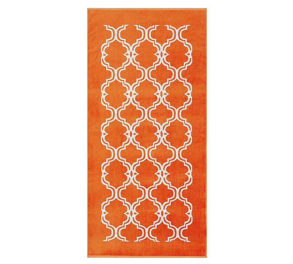 Scroll Tile Jacquard Beach Towel | Pottery Barn