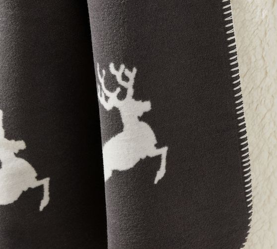 Stag Jacquard Sherpa Back Throw Blanket | Pottery Barn